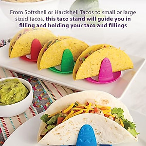 Talisman Designs Sombrero Taco Holders - Set of 4, Hold & Fill Small or Large Tacos | Crunch & Soft