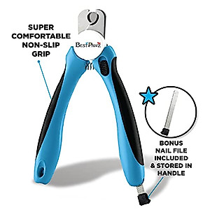 Bestpawz Cat & Dog Nail Trimmers - Sturdy Non Slip Dog Nail Clippers for Large Dogs - Safety Guard Pet Nail Clipper to Avoid Over Cutting - Cat Nail Clipper Comes with Sharp Blade and Free Nail File