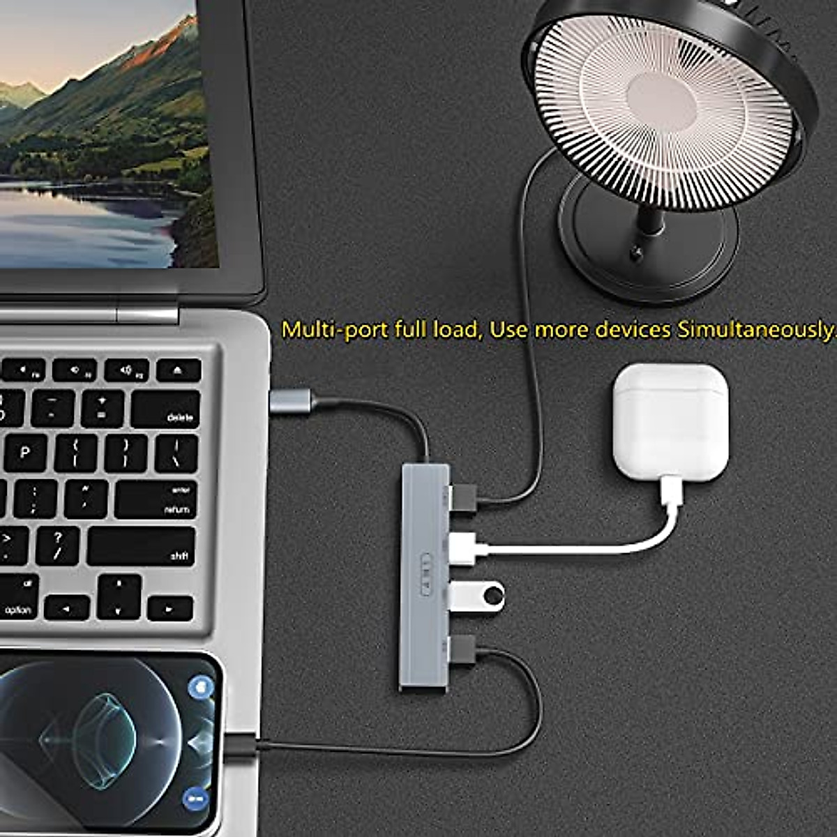 TargetGo USB C Hub with 4 Ports, Aluminum Type USB C to USB 3.0 Adapter for iPhone 15, Laptop, MacBook Pro/Air, iPad Pro, Chromebook, Pixelbook, XPS, Galaxy S10+/S10/S9/S8...