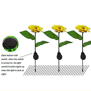 CENGNIAN 26in Sunflower Flower Solar Lights, Solar Fairy Lights Decor Fence Landscape Patio Yard Walkway, Landscape Stake Light for Yard, Pathway, Patio Decor, Solar Lights for Outside