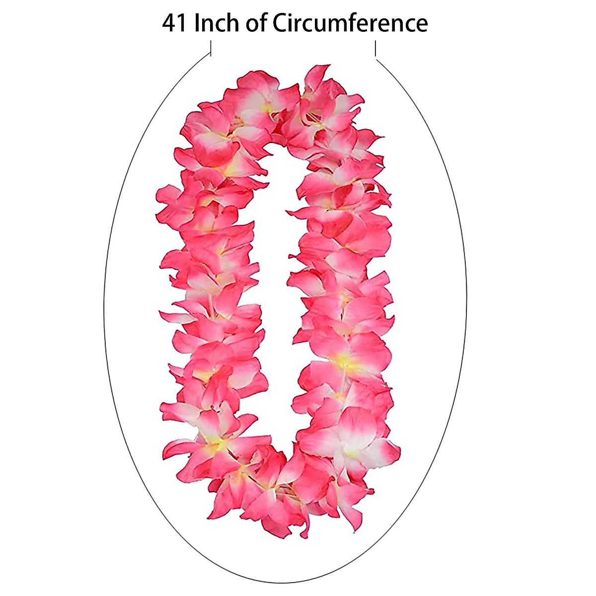 Thicken 41 Inch Pink Hawaiian Leis for Graduation Party, Dance Party, Photo Prop in Outdoors (12 Pcs)