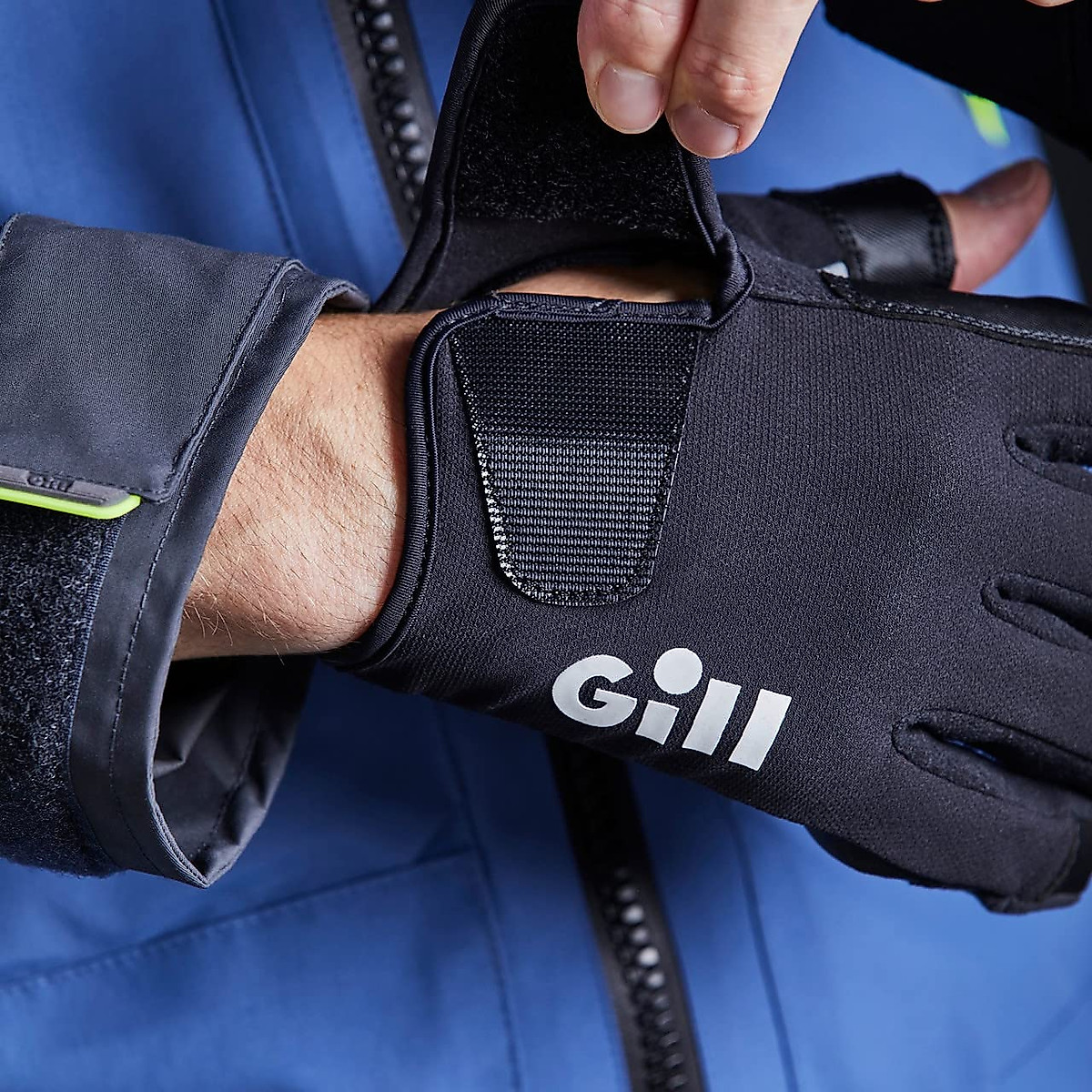 Gill Championship Sailing Gloves - Long Fingers with Exposed Finger and Thumb - Dura-Grip Fabric 50+ UV Sun Protection & Water Repellent