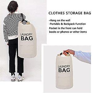 Cutyoung Laundry Bags, Heavy Duty Large Laundry Bag, Big Laundry Hamper Bag, Hanging Laundry Basket, Collapsible Laundry Baskets(Beige, 70L)