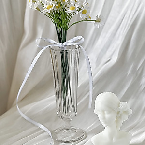 QIANF White Double Face Satin Ribbon with Silver Border, 1/4 Inch X 50Yd