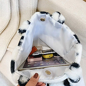 Women Fluffy Flower Pattern Plush Shoulder Bag Handbag Wallet for Autumn Winter