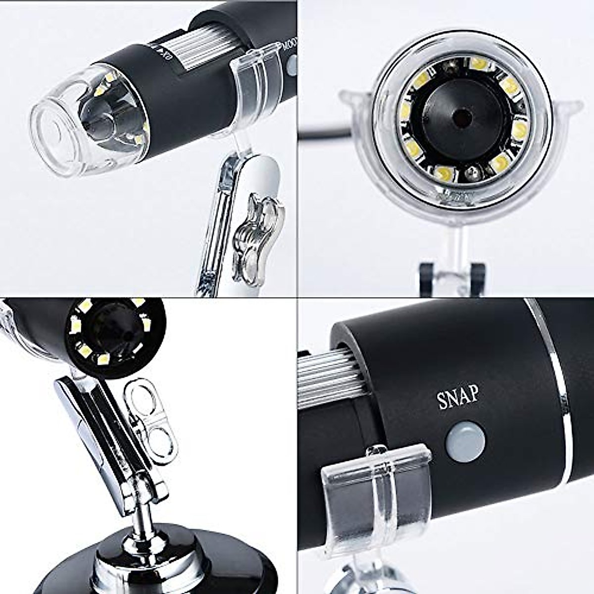 USB Digital Microscope X4-1000X, 8 LED Magnification Endoscope Camera Metal Stand, Compatible for MAC and Android Phone Pack of 1