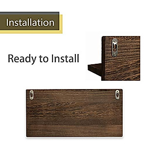 ROOREVO Key Holder for Wall Mail Holder Wall Organizer with Key Hooks and A Floating Shelf Rustic Home Decor for Entryway or Mudroom,Brown