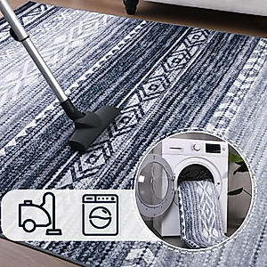 ST. BRIDGE Washable Low Pile Rug 4x6, Modern Ombre Area Rug for Living Room, Non-Slip Large Abstract Throw Mat, Non-Shedding Indoor Print Carpet for Bedroom Dining Room Office Home Decor，Grey