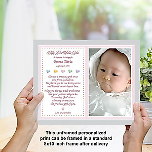 Poetry Gifts Custom Baptism Keepsake for Baby Girl, Personalized Print with Name, Date and Photo
