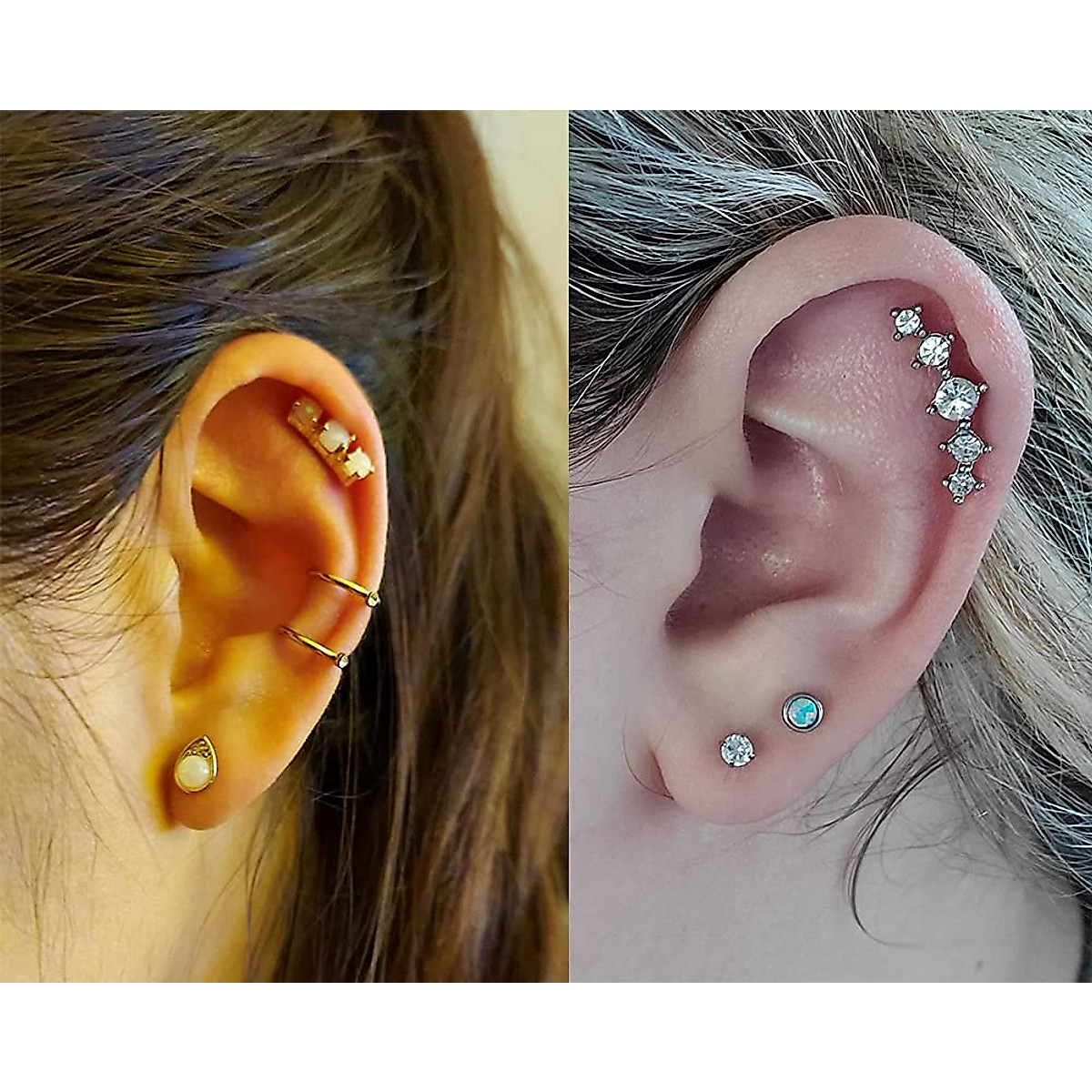 MODRSA Gold Cartilage Earrings for Women 16 Gauge Forward Helix Earrings Tragus Earrings Studs Surgical Steel Cartilage Hoop Earring 20 Gauge Helix Hoop Cartilage Jewelry Rose Gold