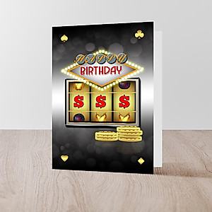 CafePress Birthday Greeting Card Casino Theme With Slots And Folded Greeting Card Matte