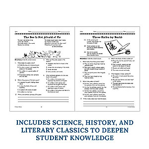 Carson Dellosa The 100+ Series: Reading Comprehension Workbook?Grades 7-8 Language Arts Learning, Fiction, Nonfiction, Poetry Passages With Closed- and Open-Ended Questions (128 pgs)