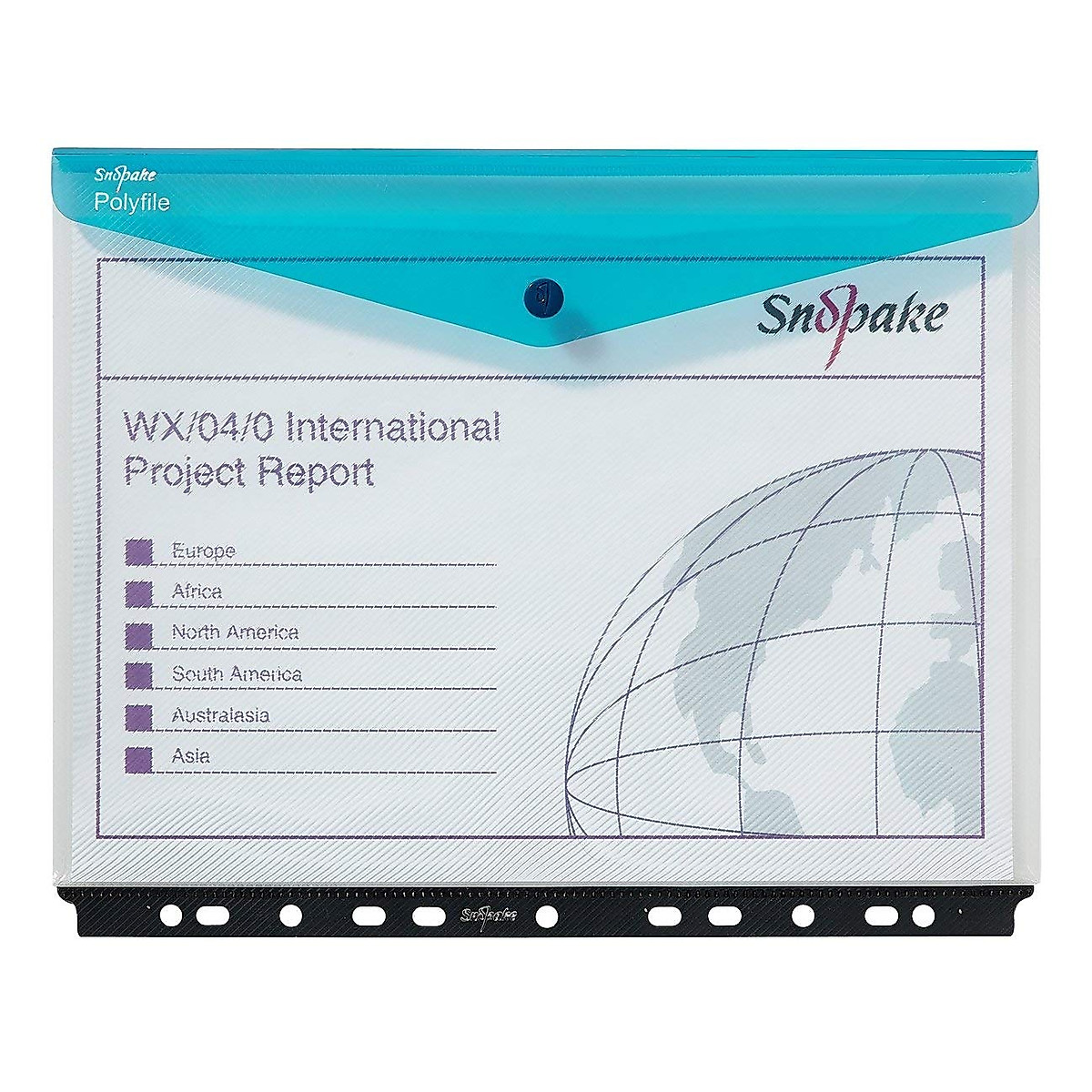 Snopake 15694 Polyfile A4 High Capacity Ring Binder Popper Wallet Landscape Classic Clear with Electra Assorted Colour Closures, Pack of 5