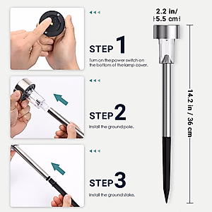 GIGALUMI Solar Lights Outdoor Waterproof, 20 Pack, Stainless Steel LED Solar Garden Lights for Patio, Lawn, Yard and Landscape, Garden Decor Patio Decor, Cold White