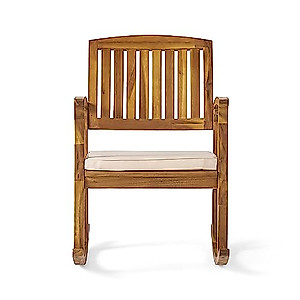 Christopher Knight Home Selma Acacia Rocking Chair with Cushion, Teak Finish