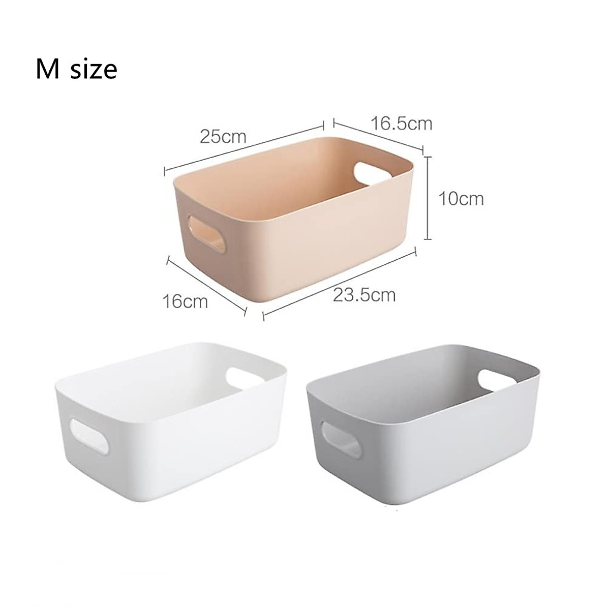 Plastic Storage Bin White Storage Basket with Handles Organizer for Kitchen Pantry Food Storage Containers Bedroom Bathroom Organizer Snack Storage Box Toy Baskets Organizer (M-1Pack)
