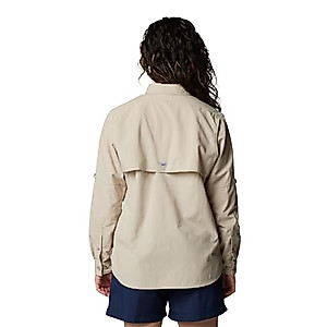 Columbia Women's PFG Bahama II Long Sleeve Shirt, Breathable, UV Protection Fossil, 2X