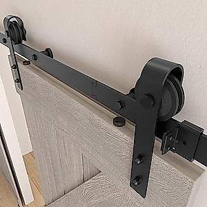 Dondelight 10FT Sliding Barn Door Hardware Track Kit for Double Door, Heavy Duty Modular Sliding Door Track Hardware Set for Interior & Exterior Door