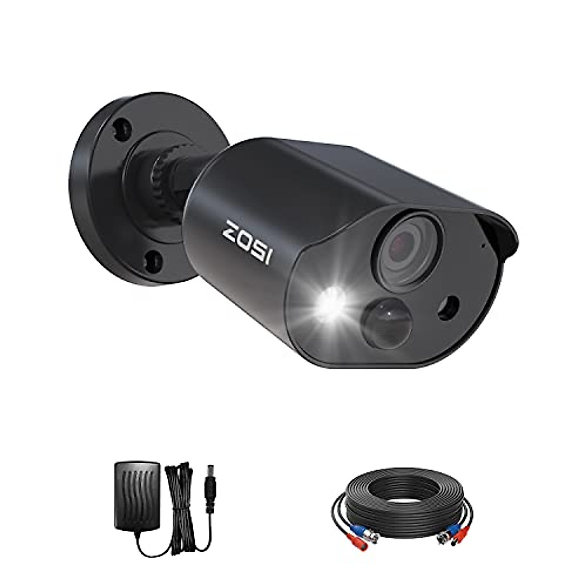 ZOSI C303 1080p HD-TVI Security Camera Outdoor Indoor with Audio Recording,120ft IR Night Vision, Motion Activated Spotlight & Siren Alarm,PIR Motion Deteciton, Weatherproof CCTV Bullet Camera Kit