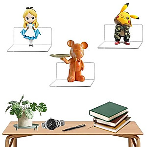 Acrylic Small Adhesive Wall Shelves, 3-Ledges Small Floating Shelf, 4-Inch Floating Shelves Pop Shelves Hanging Display 1256 0