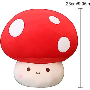 XSHYE Cute Mushroom Plush Kawaii Doll Mushroom Plushie Stuffed Animal Pillow Home Decor Kids Gifts (Red, 9 inch)