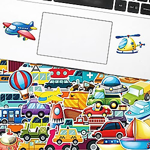 Transportation Vehicles Stickers 50 Pcs, Airplane Truck Digger Engineering Car Bus Vinyl Decal, Waterproof Sticker Pack Perfect for Toddlers, Kid, Boy, Water Bottle, Laptop, Reward Gifts for School and Home Party Supplies
