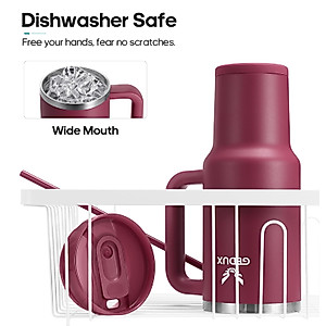 Gedux 40oz Tumbler With Handle, 2-IN-1 Leak Proof Lid (Straw/Flip), Insulated Water Bottle, Stainless Steel Tumbler with Non-Slip Silicone, Wide Mouth Travel Mug Cupholder Friendly Dishwasher Safe