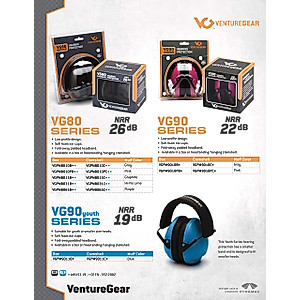 Venture Gear VG90 Series Hearing Protection Earmuff, Gray, VG Clamshell