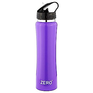 Zero Degree Stainless Steel Water Bottle with Straw and Leak Proof Lid, Vacuum Insulated Double Wall Sport Bottle Keeps Drinks Cold for 12 Hours (18oz Blue)