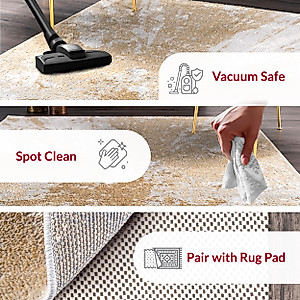 nuLOOM Cyn Contemporary Abstract Area Rug, 5' Round, Gold