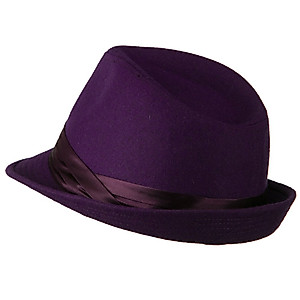 Fedora with Pleated Satin Band - Purple OSFM
