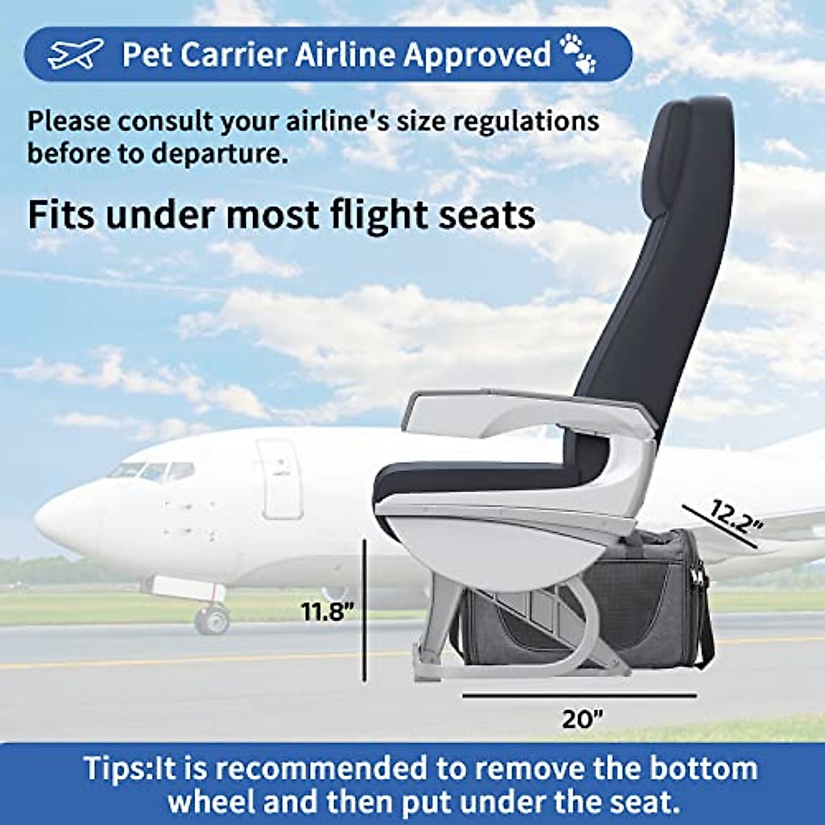 PROKEI Pet Carrier with Wheels for Cat Dog,Airline Approved Telescopic Handle Pet Travel Carrier Bag,Trolley Kennels Rolling for Small Medium Animals Kitten Puppy