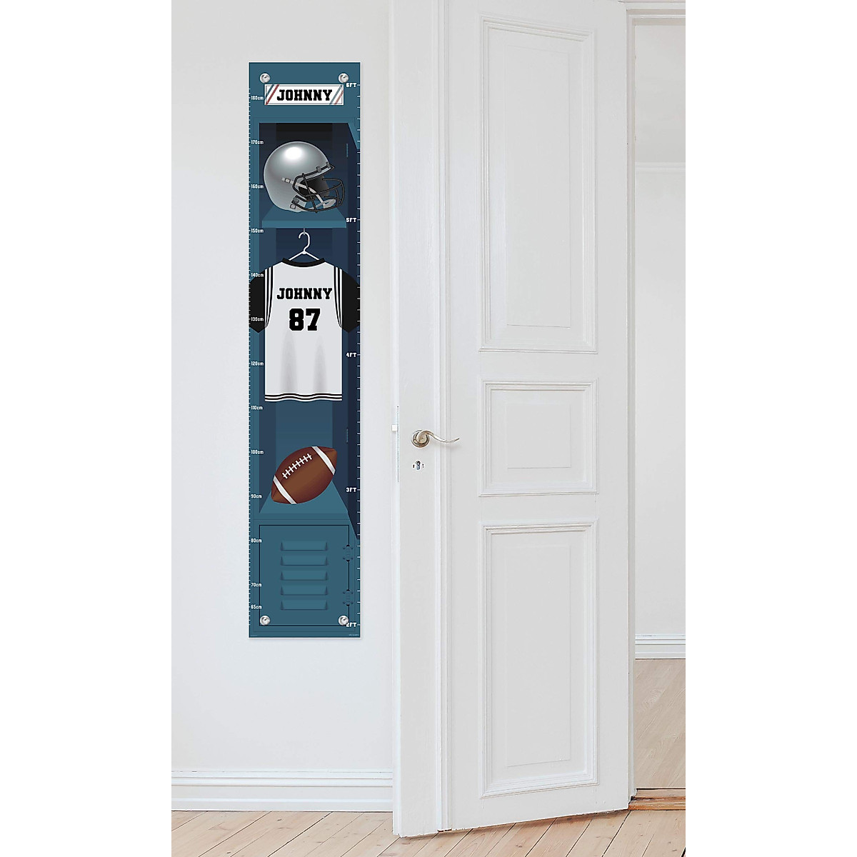 Sports Growth Chart Football Locker Custom Name Gifts for Kids Room Decor Personalized Growth Chart