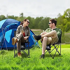 K-MingleSo Upgraded Camping Chair with Front and Large Back Pocket, Lightweight Portable Folding Chair for Fishing Hunting BBQ Travel Picnic Backpacking