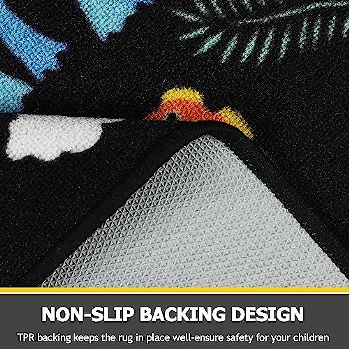 Capslpad Black Dinosaur Kids Play Rugs for Boys Bedroom Cute Cartoon Dinosaur Decor Kids Area Rug Non-Slip Washable Dinosaur Carpet Rugs for Kids Room,Playroom,Boys Bedroom,5'×6.6'