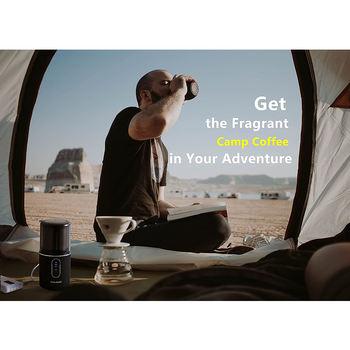 DmofwHi Cordless Coffee Grinder Electric, USB Rechargeable Coffee Bean Grinder with 304 Stainless Steel Blade and Removable Bowl-Black