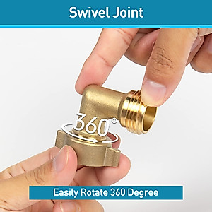 QNINE 90 Degree Hose Elbow, 3/4" NH Thread, Brass Hose Connector, Perfect for RV, Washing Machine, Faucet, 2-Pack