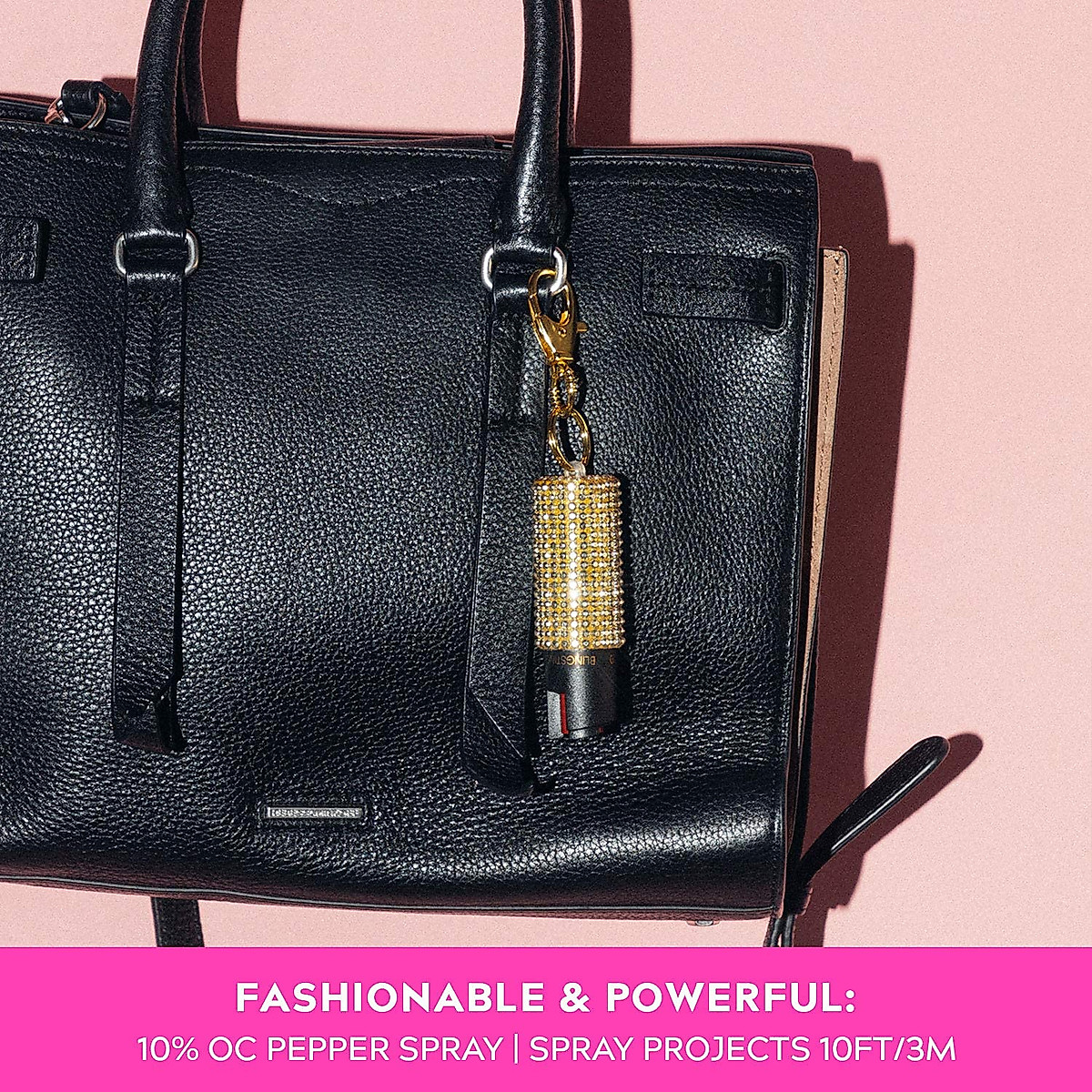 BLINGSTING Pepper Spray Keychain for Women Gold