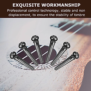 6Pcs Guitar Bridge Pins, Brass Pin Acoustic Guitar Strings Nail Pegs (Black) Ebony Bridge Pins 6 Pacoustic Guitar Strings