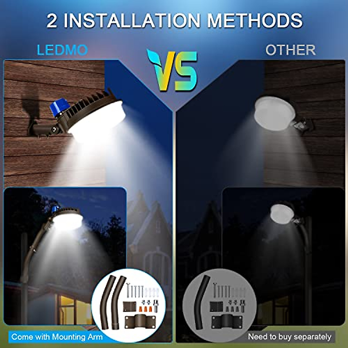 LEDMO 120W LED Barn Light Adjustable Angle with Mountiong Arms 18000LM Dusk to Dawn Outdoor Lighting Security Flood Lights 5000K Brightset IP65 Waterproof Yard Outdoor Lights