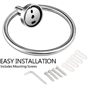 Pynsseu Brushed Nickel Toilet Paper Holder and Hand Towel Ring, 2 Pieces Bathroom Accessories SUS 304 Stainless Steel Wall Mount Hardware Set