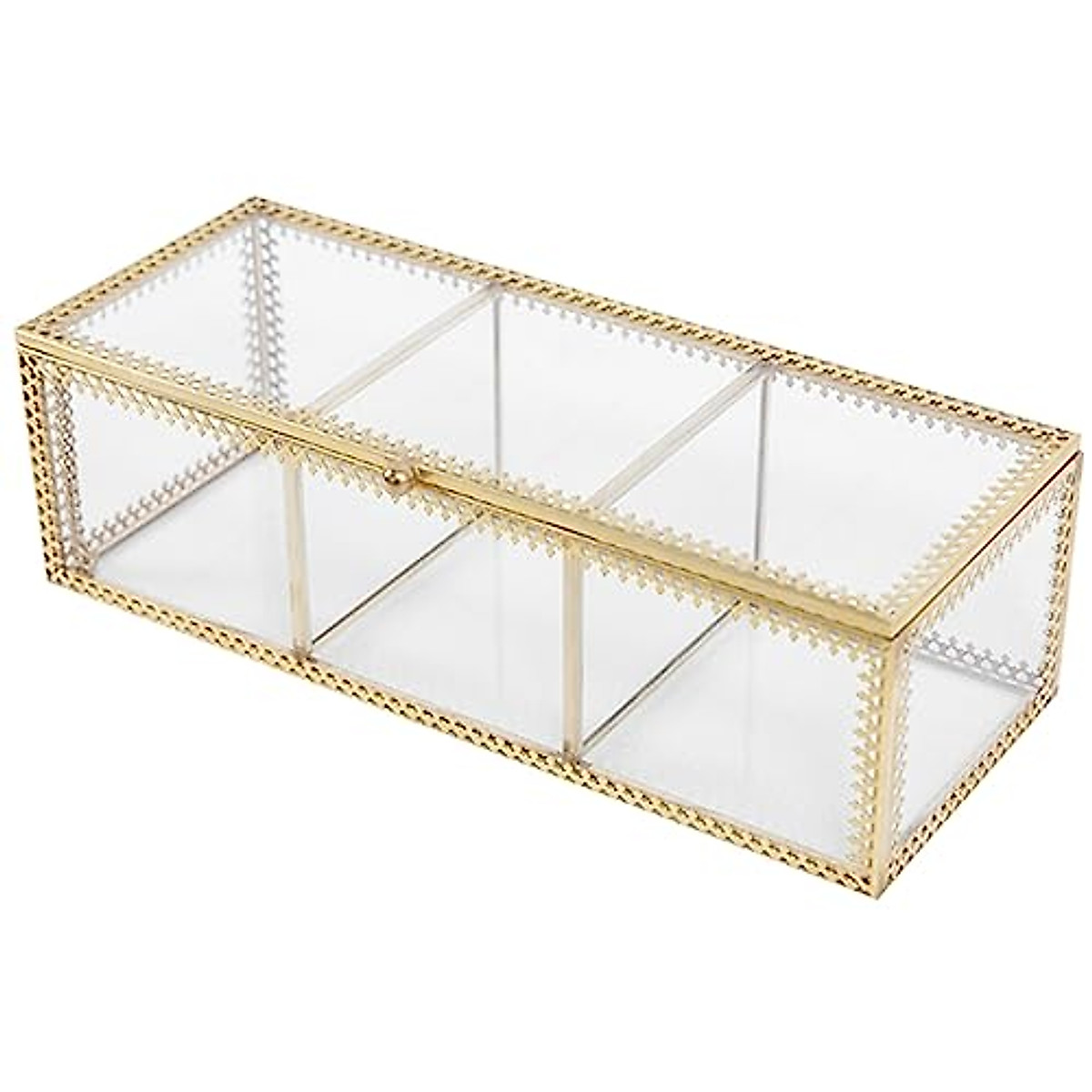 Holibanna Box Jewelry Storage Box Compartment Makeup Case Jewelry Display Boxes Tea Holder for Tea Bags Organizer Jewelry Storage Organizer Drawer Organizer with Lid Glass Jewelry Box Office