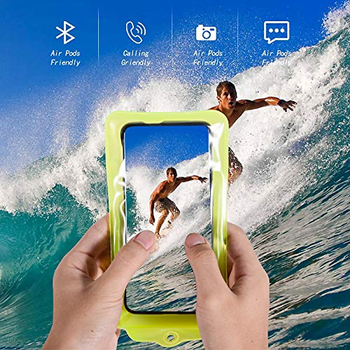 Glimmer Reflective Waterproof Phone Pouch, Universal Phone Case Dry Bag for iPhone 11 Pro Max Galaxy Pixel up to 6.5" (Black Blue)