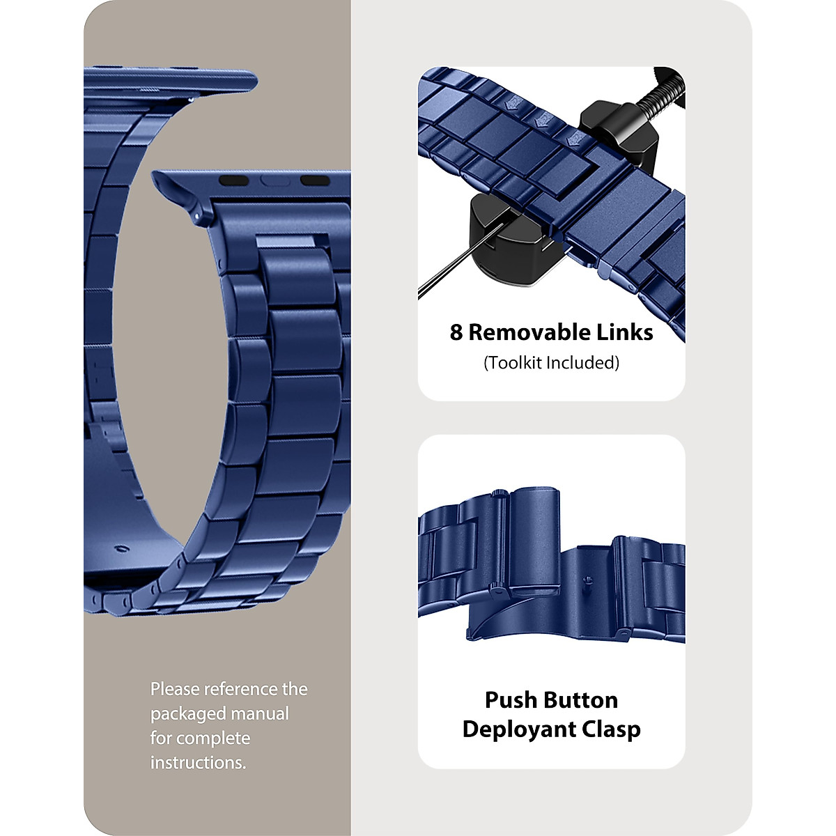 Fullmosa Compatible Apple Watch Bands 41mm 40mm 38mm 49mm 45mm 44mm 42mm, Stainless Steel iWatch Band with Case for Apple Watch Ultra2 Ultra Series 9 8 7 6 5 4 3 2 1 SE SE2, 38mm 40mm 41mm Blue