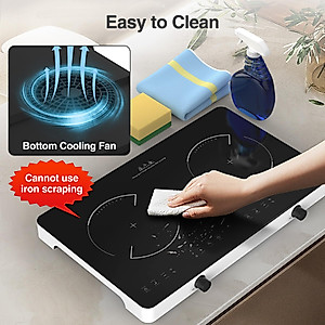 VBGK Double Induction Cooktop,4000W 110V Induction stove top Knob Control, Portable Iduction Cooktop with 9 Power Levels, Child Safety Lock & Timer 2 burner Induction cooktop