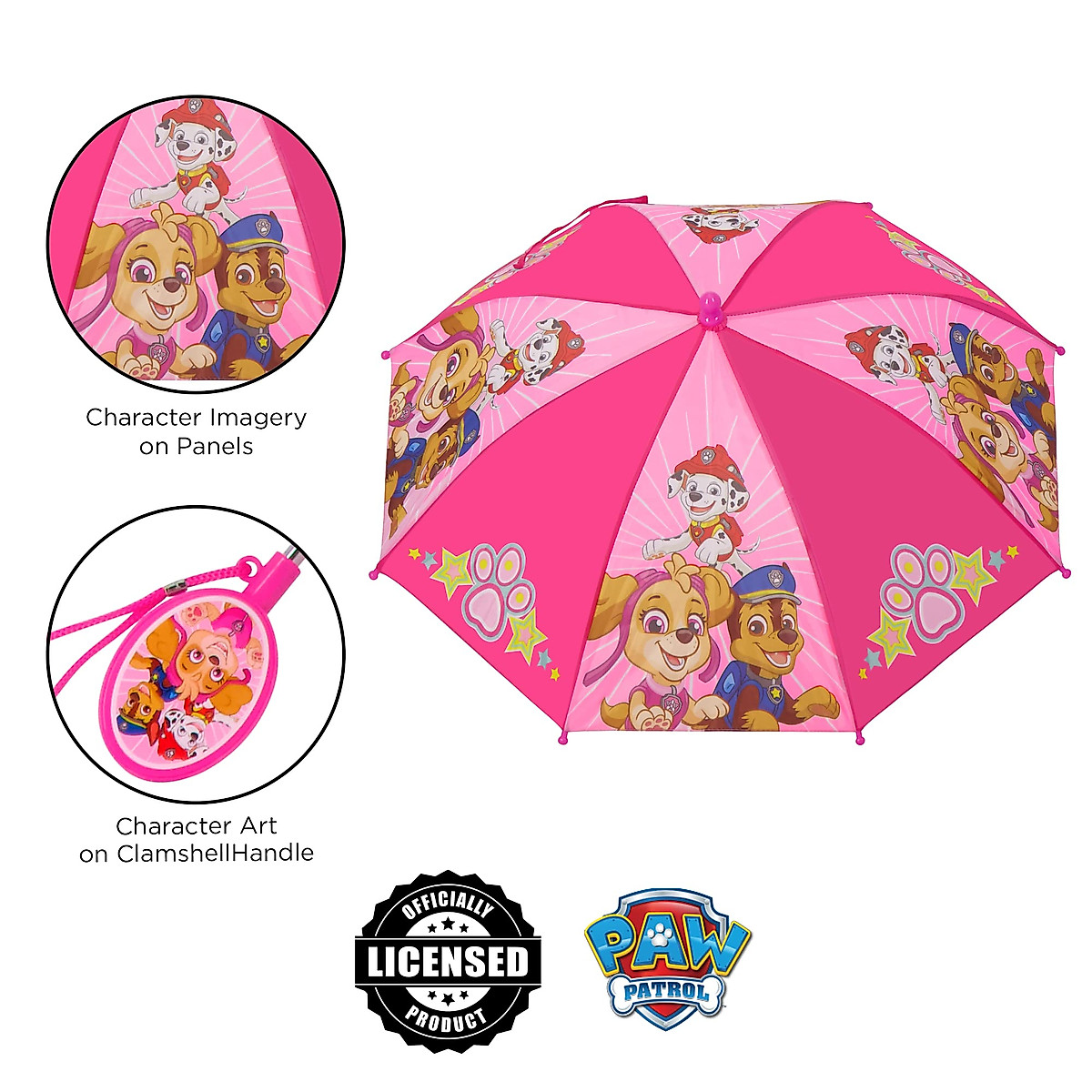 Nickelodeon Little Umbrella and Poncho Raincoat Set, Paw Patrol Girls Rain Wear for Toddler 2-3 Or Kids 4-7, Light Pink, Large, Age 6-7