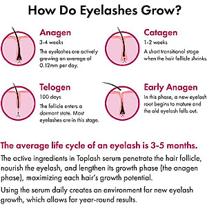 TOPLASH Eyelash Growth Serum - Innovative Eyelash and Eyebrow Growth Serum for Longer, Thicker, Fuller Brows & Lash Boost - Natural, Cruelty-Free & Hypoallergenic - 0.10 fl.oz.
