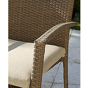 Cosco Outdoor 3 Piece High Top Bistro Lakewood Ranch Steel Woven Wicker Patio Balcony Furniture Set with Cushions, Brown