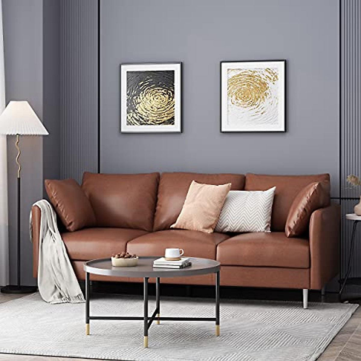 Christopher Knight Home Brockbank Sofas, Cognac Brown + Silver
