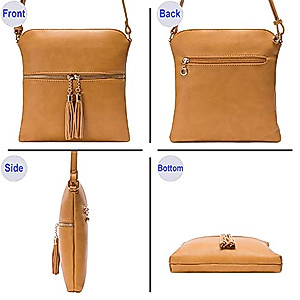 Solene Womens Lightweight Medium Crossbody Purse with Tassel, Perfect Size Crossbody Bags for Daily Use, travel - LP062 (MUSTARD)
